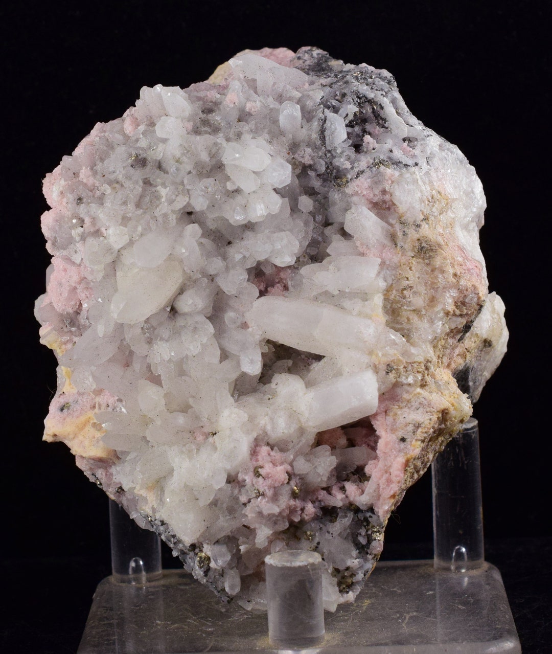 9.2cms RHODOCHROSITE ROSETTE PYRITE Quartz Peru Pink Red Crystals ...