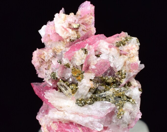 1.4cms PINK RHODONITE CRYSTALS Quartz Pyrite Miniature Peru Bright ...