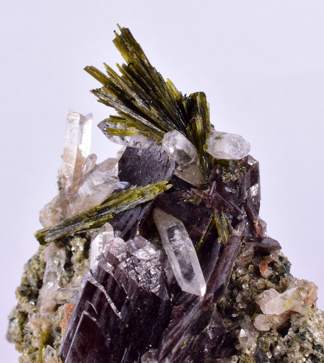 5.2cms AXINITE QUARTZ CRYSTALS Epidote Cluster Prehnite Peru Mineral ...