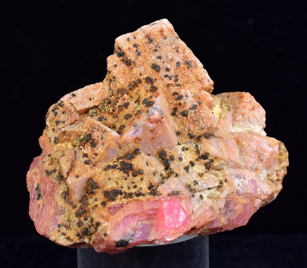 5cms RHODOCHROSITE CUBIC GOETHITE Peru Crystals Collector Mineral ...