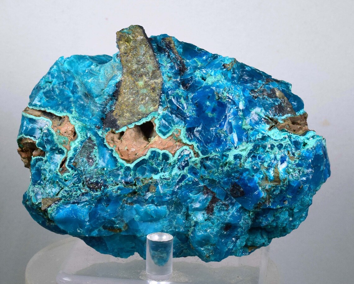 270grs Gem BLUE MALACHITE Rough Banded Shiny New Find Peru Mineral ...