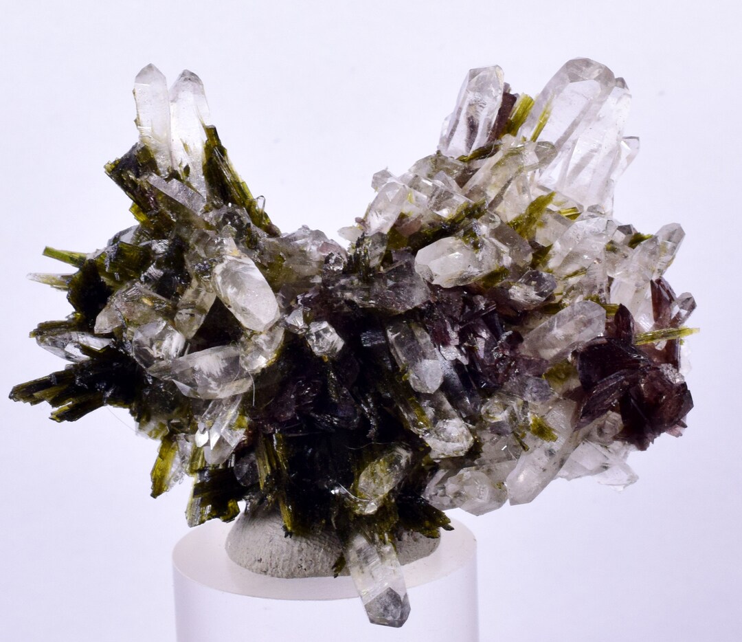 5.5cms AXINITE QUARTZ CRYSTALS Epidote Cluster Prehnite Peru Mineral ...