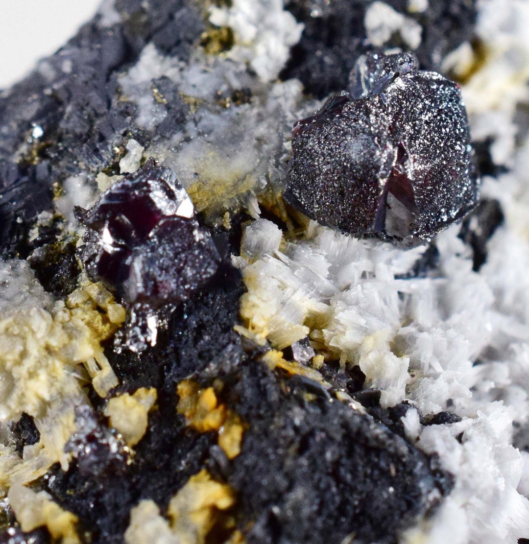 6.4cm PROUSTITE RUBY SILVER Red Crystals Pyrite Mangano Calcite ...