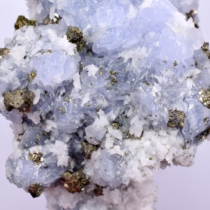 5.2cm BLUE ANHYDRITE CRYSTALS Quartz Pyrite Calcite Peru Chalcedony ...