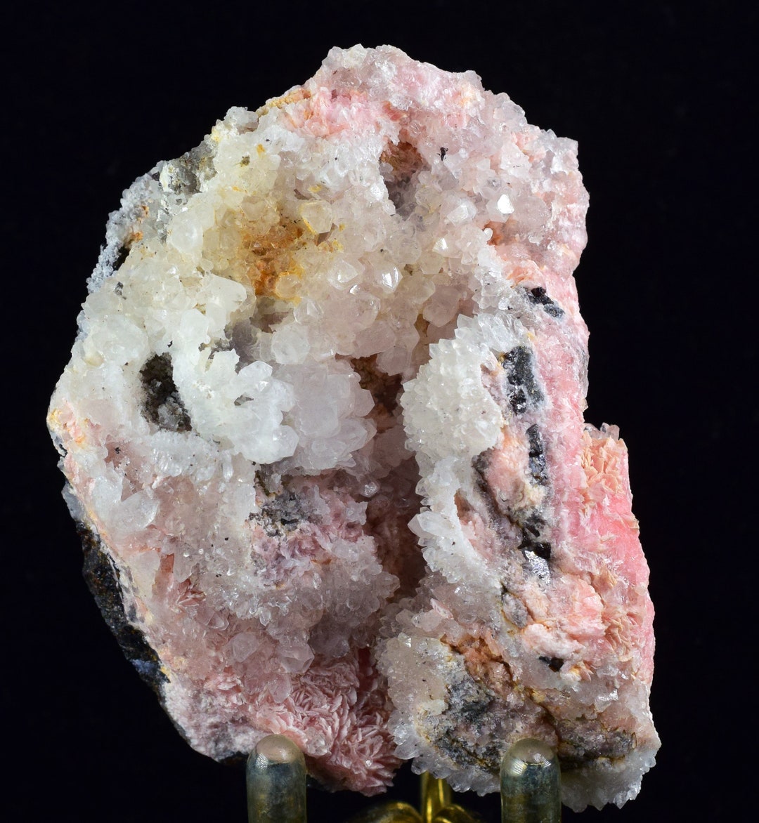 6.6cms RHODOCHROSITE ROSETTE QUARTZ Peru Pink Crystals Needles ...