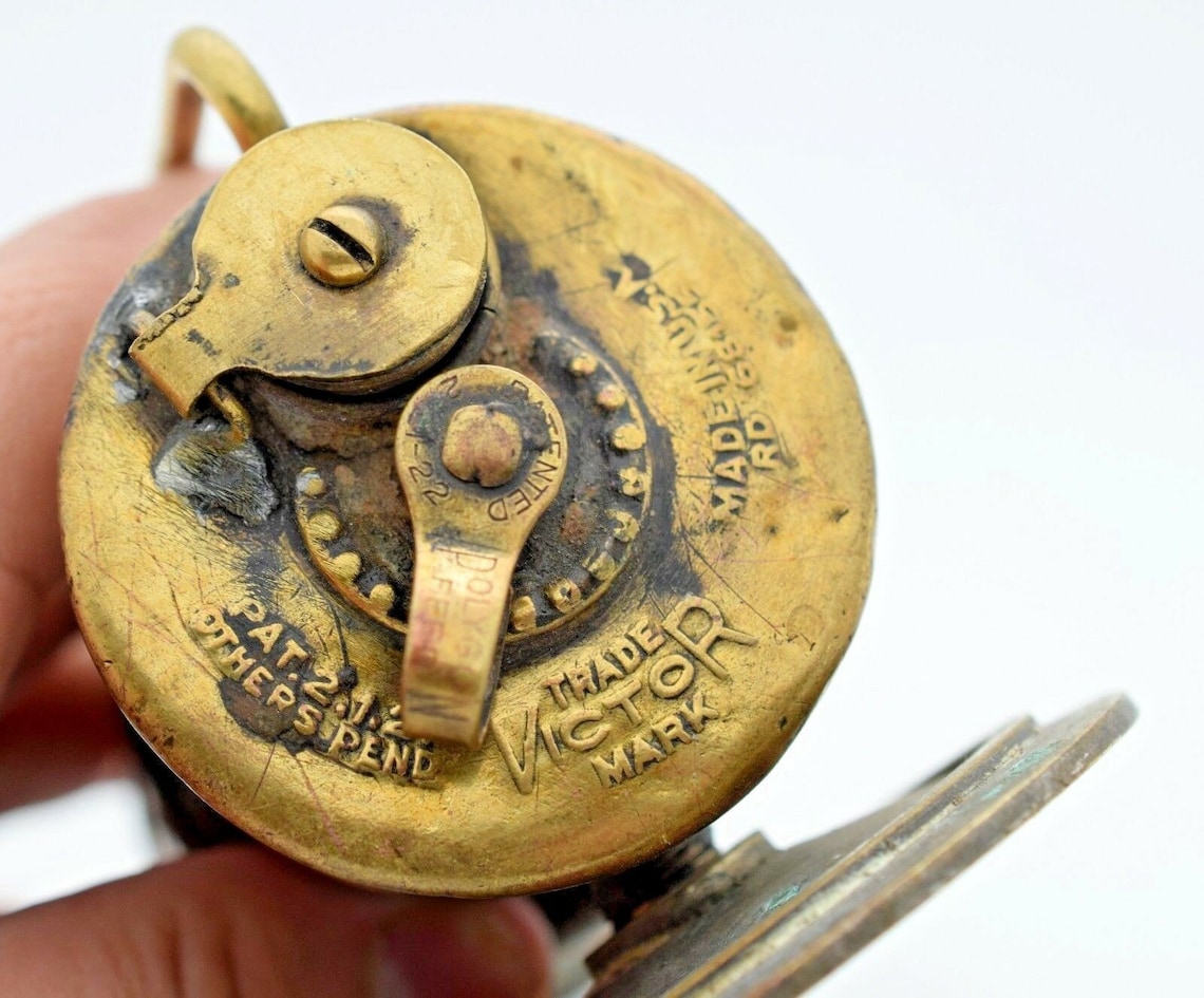 9.5cms MINERS LAMP VICTOR 1920 Carbide Usa Vintage Lantern Brass Bronze ...