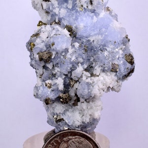 5.2cm BLUE ANHYDRITE CRYSTALS Quartz Pyrite Calcite Peru Chalcedony ...