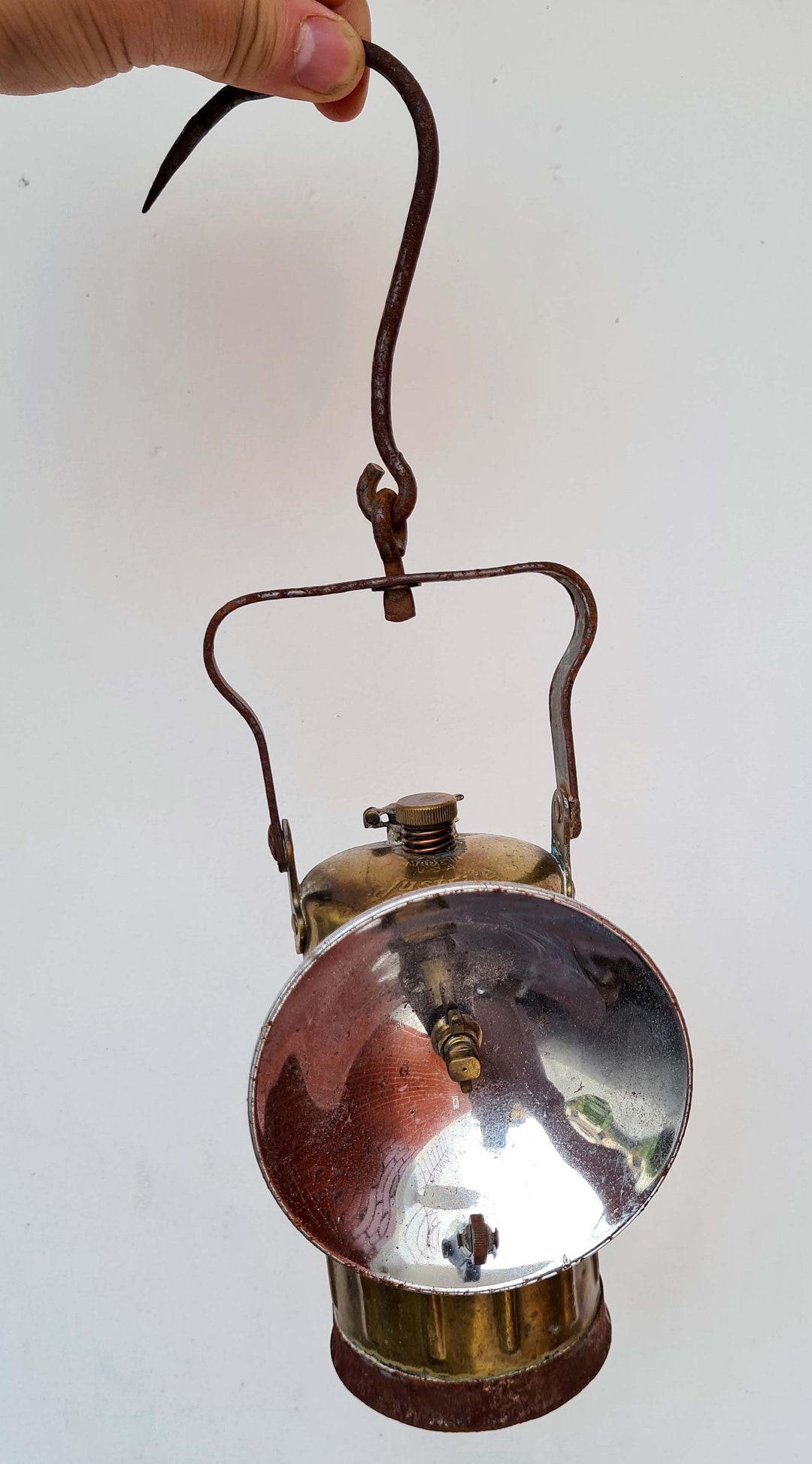 34ms Miners Lamp Justrite Carbide Usa Vintage Lantern Brass Bronze A373 ...