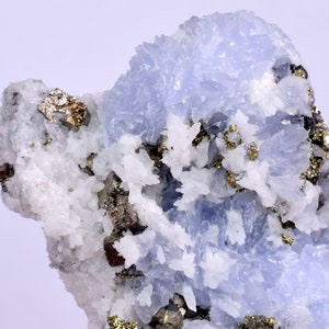 5.2cm BLUE ANHYDRITE CRYSTALS Quartz Pyrite Calcite Peru Chalcedony ...