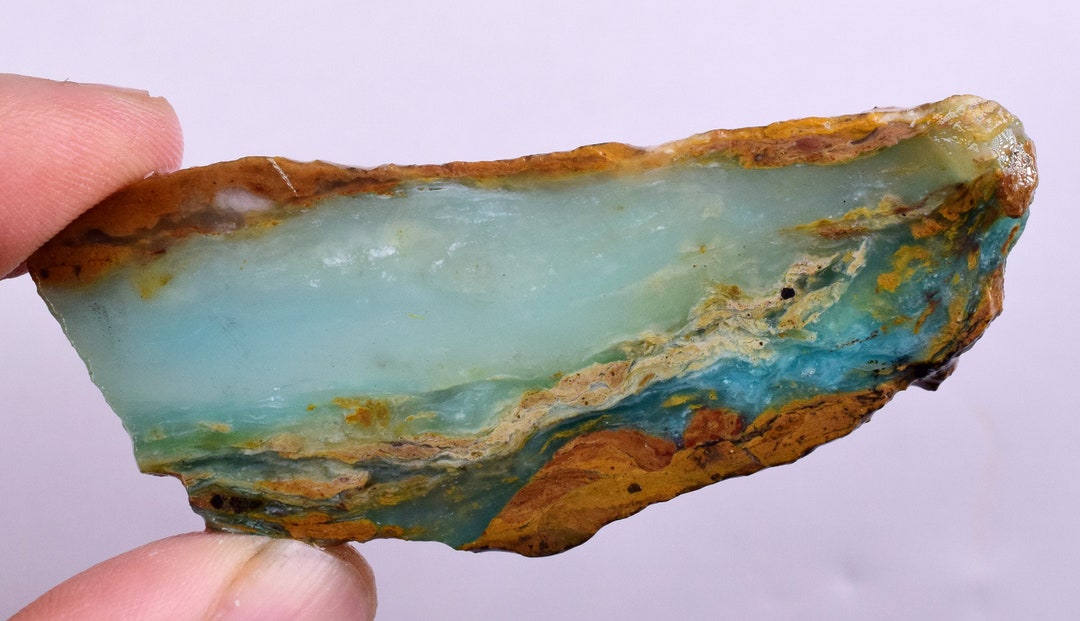 23grs BLUE OPAL SLAB Peru Scenic Quality Translucent Jewelry Collector ...