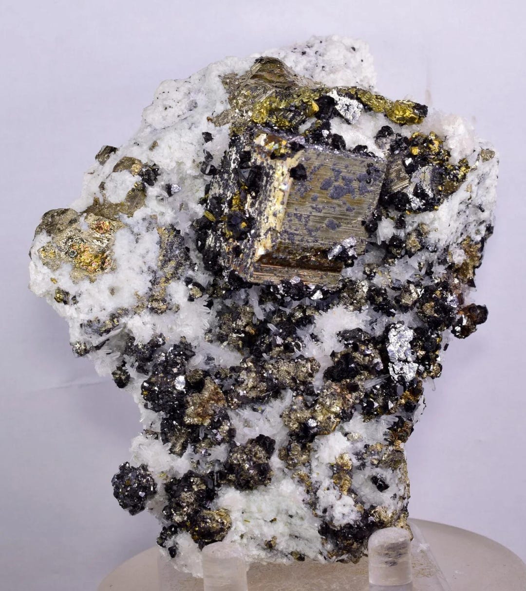 10.5cms GEM PYRITE APATITE Scheelite (?) Sphalerite Quartz Peru ...