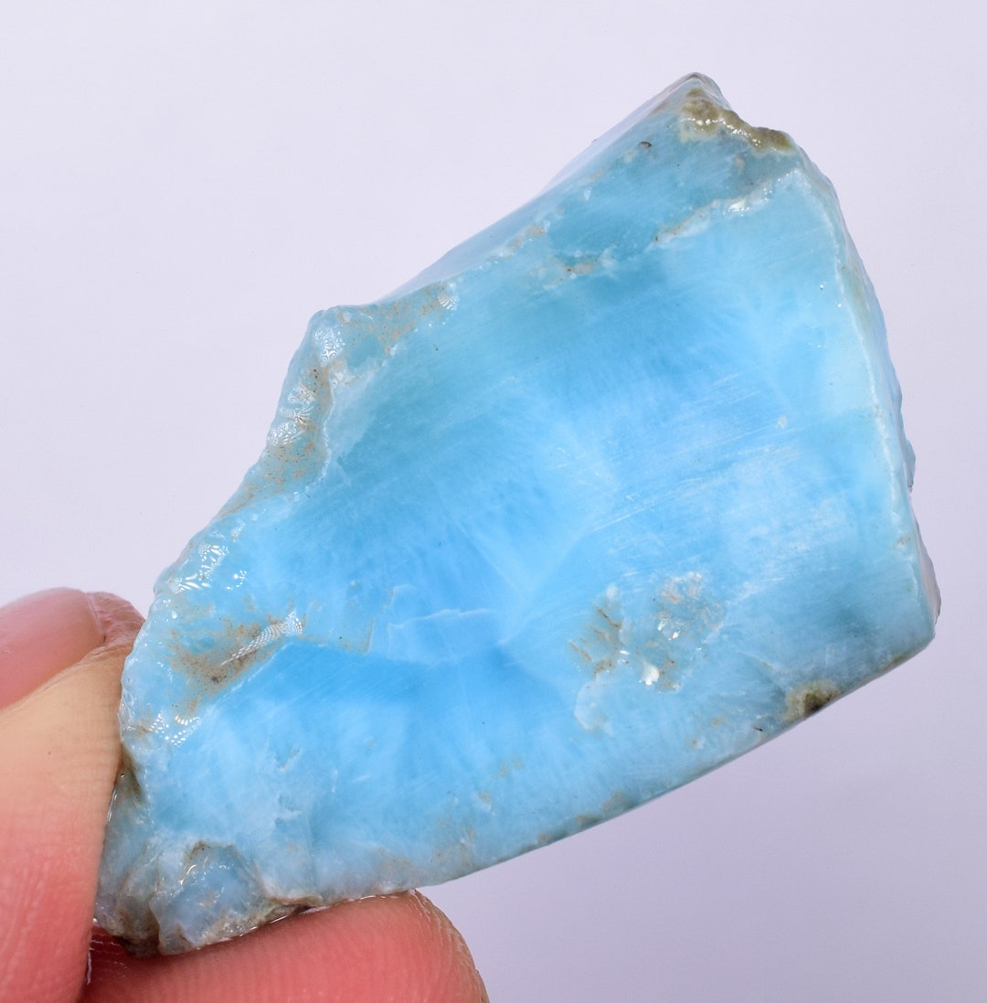 13grams LARIMAR PECTOLITE SLAB Scenic Quality Light Blue White Jewelry ...