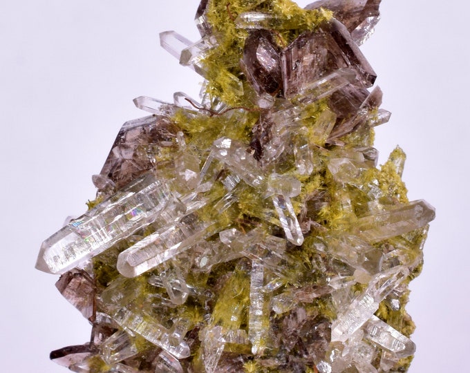 3.3cms AXINITE QUARTZ CRYSTALS Cluster Prehnite Peru Mineral Specimen ...