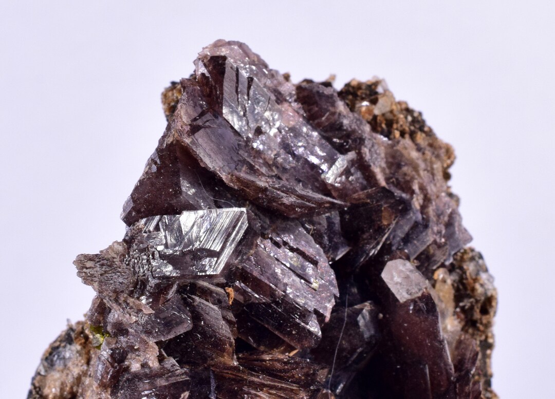 6.1cms AXINITE QUARTZ CRYSTALS Cluster Prehnite Peru Mineral Specimen ...