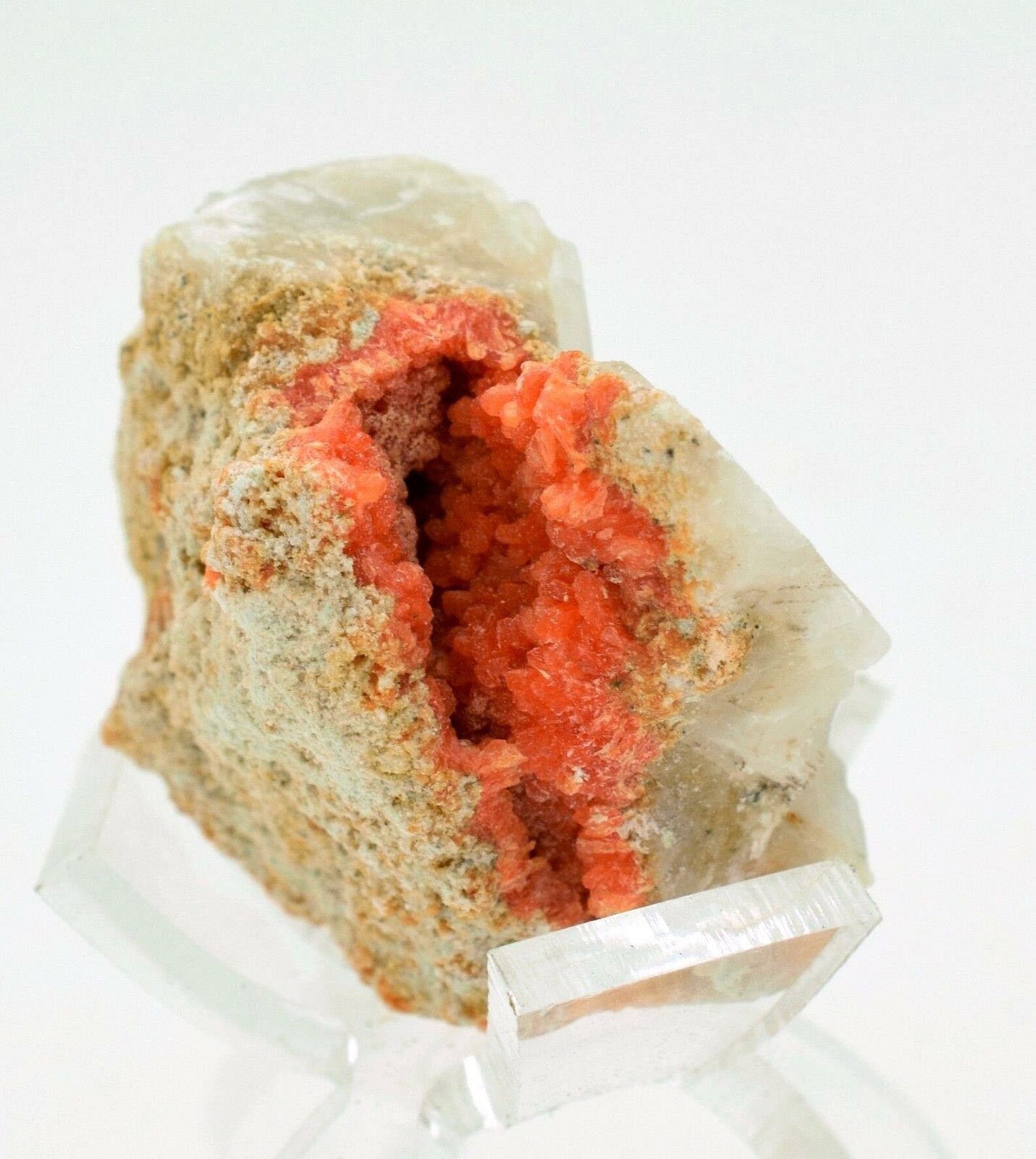 3cm RED ORANGE STILBITE Heulandite Calcite Crystals Peru Mineral ...