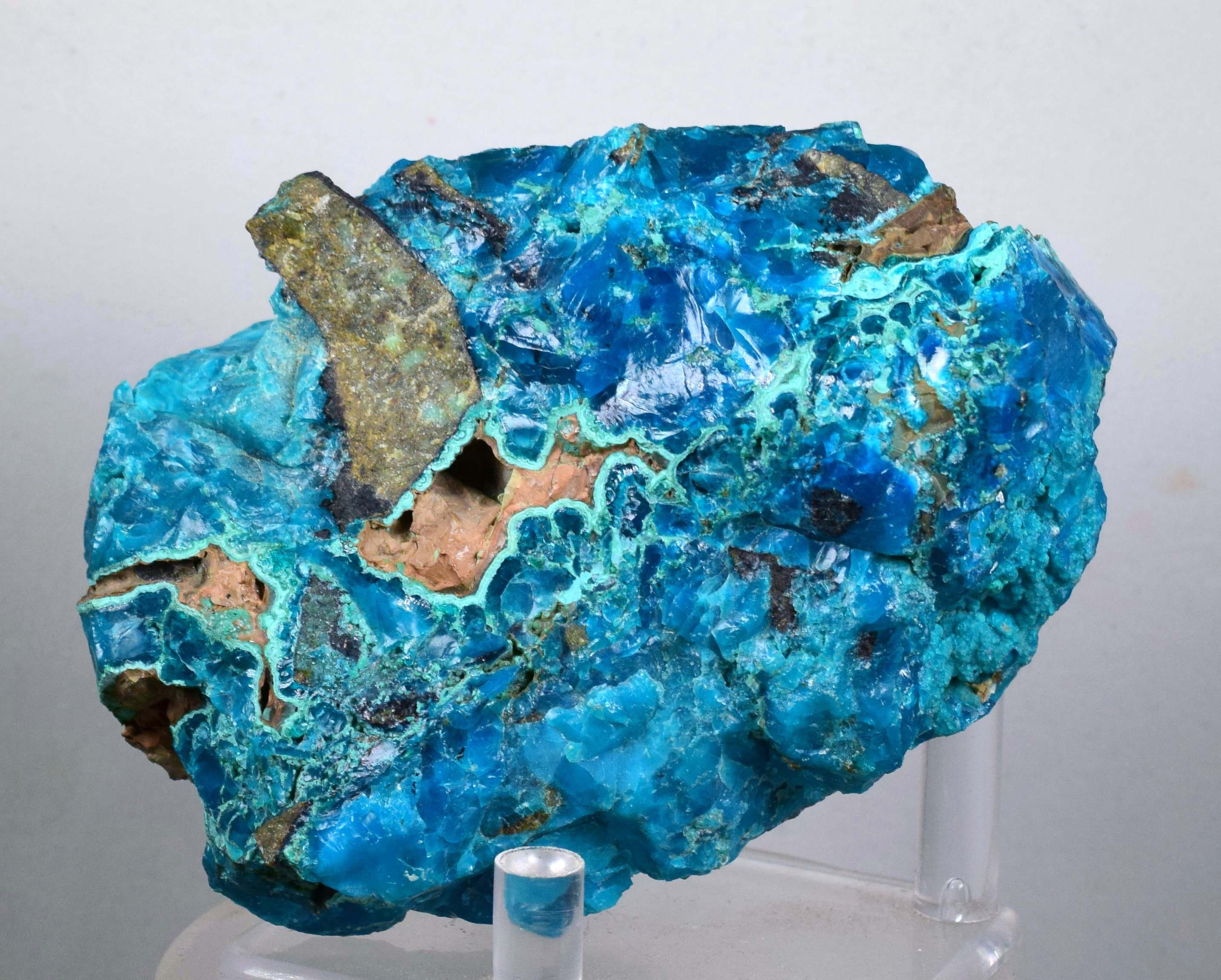 270grs Gem BLUE MALACHITE Rough Banded Shiny New Find Peru Mineral ...