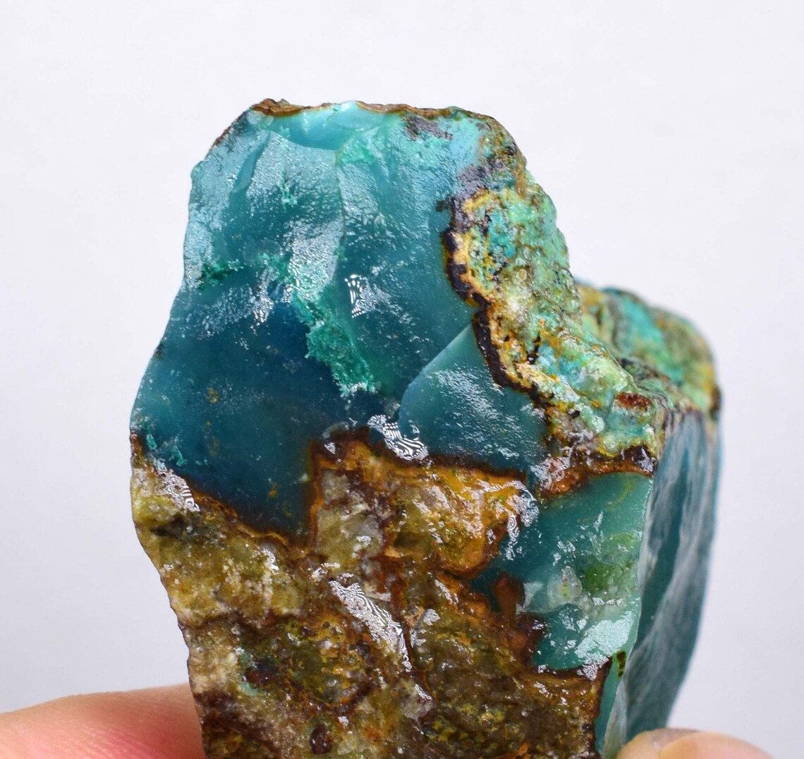 86grs GEM SILICA CHRYSOCOLLA Chalcedony Quartz Rough Lily Mine Peru ...