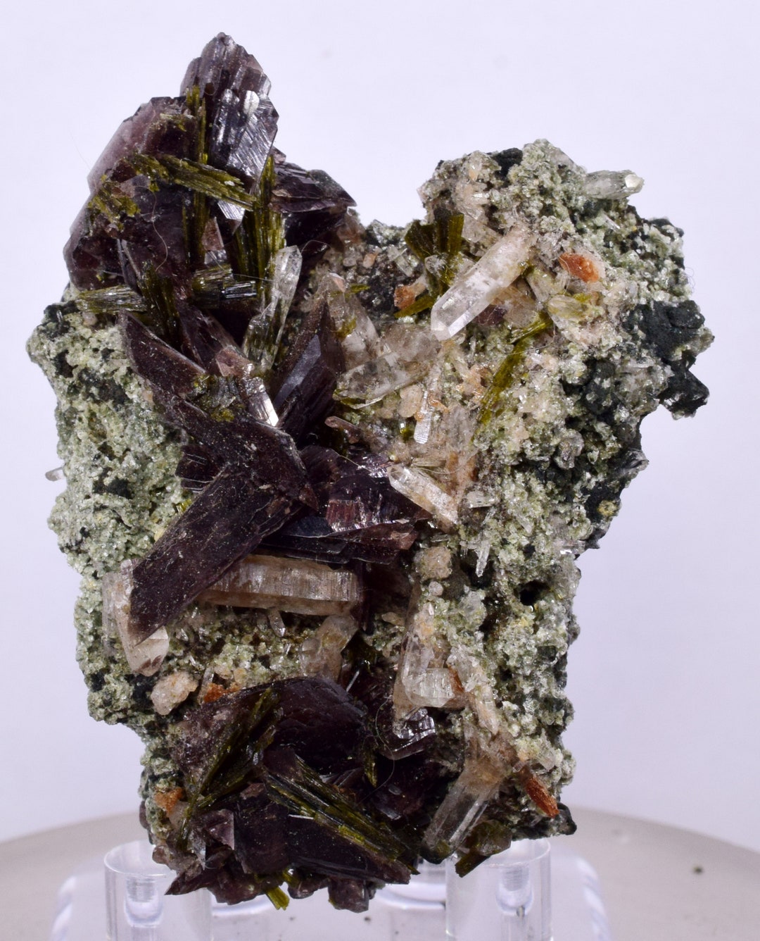 5.3cms AXINITE EPIDOTE QUARTZ Crystals Cluster Prehnite Peru Mineral ...