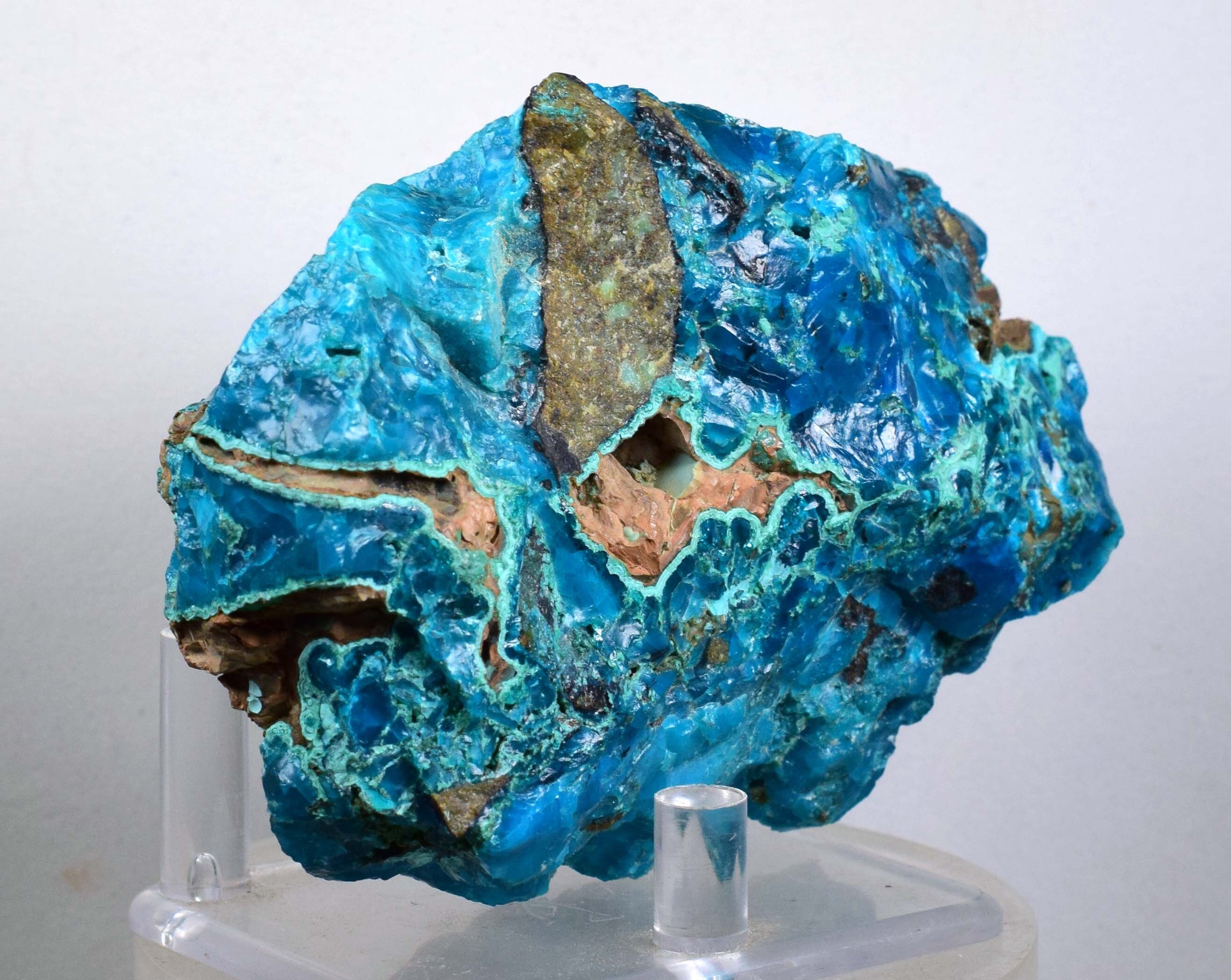 270grs Gem BLUE MALACHITE Rough Banded Shiny New Find Peru Mineral ...