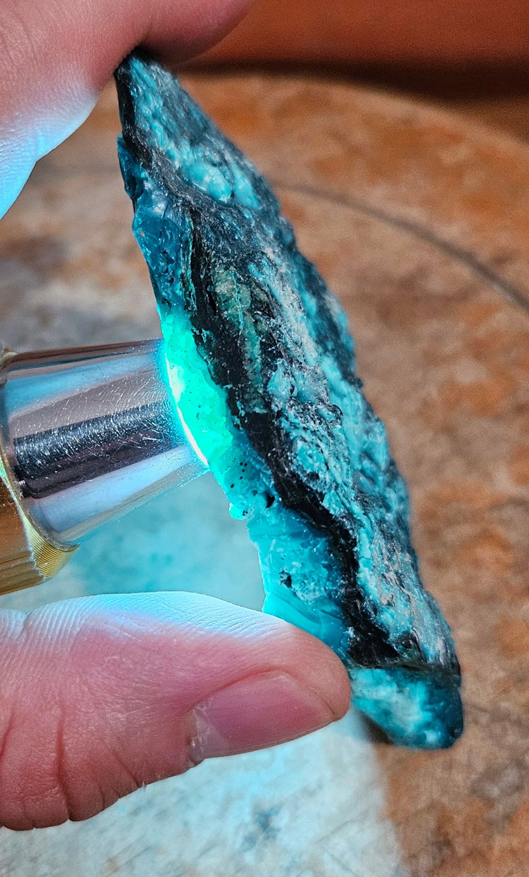 9.8cms BLUE MALACHITE BOTRYOIDAL Peru Translucent New Find Stalactite ...