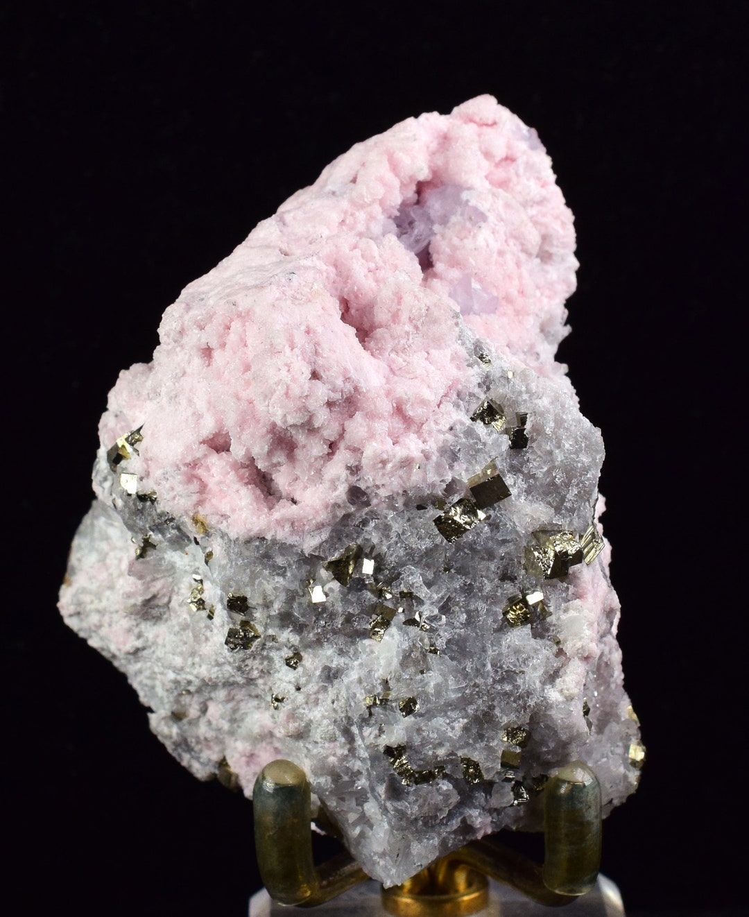 7cms RHODOCHROSITE ROSETTE QUARTZ Fluorite Pyrite Peru Pink Crystals ...