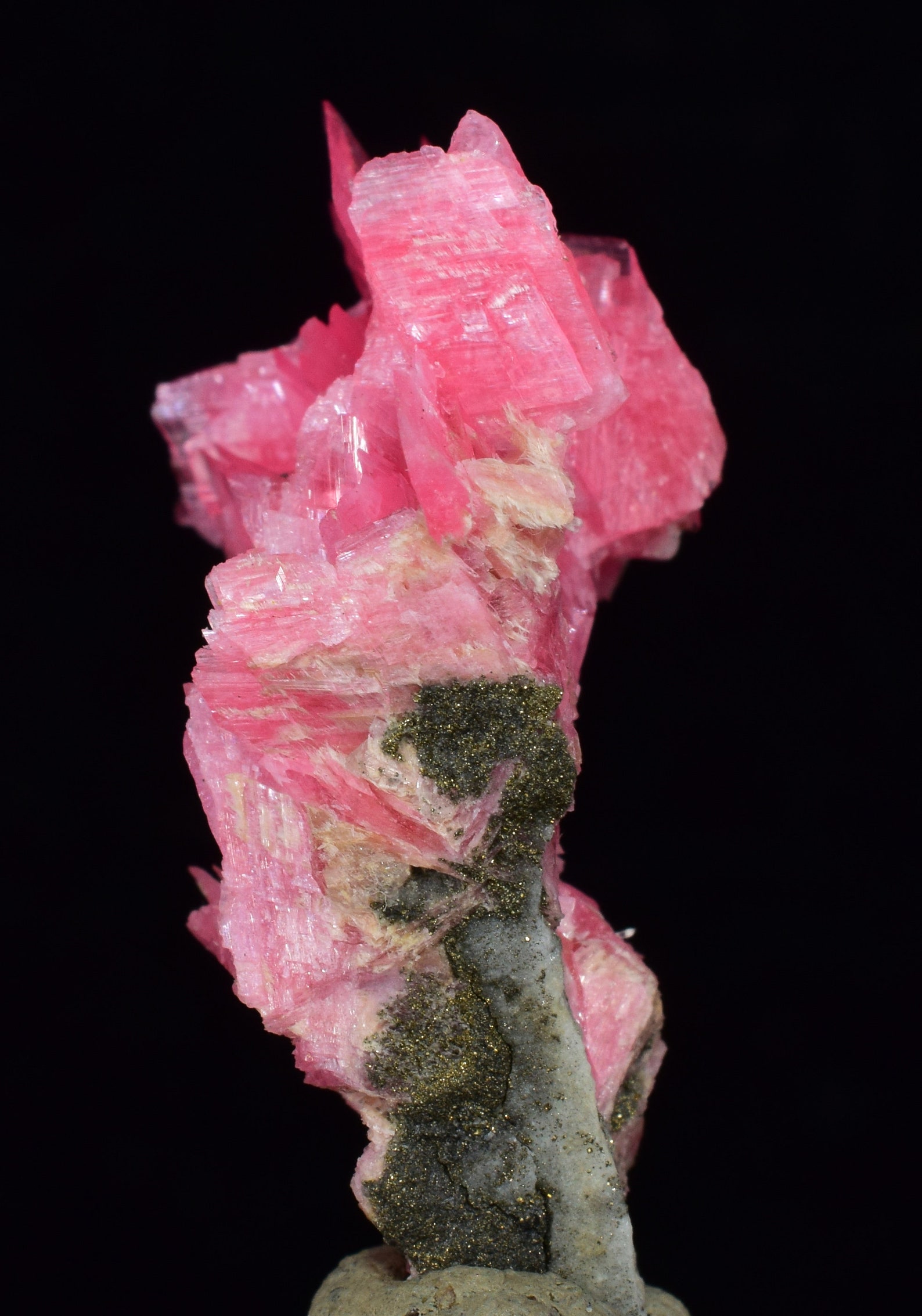 3.1cms PINK RHODONITE CRYSTALS Quartz Pyrite Miniature Peru Bright ...