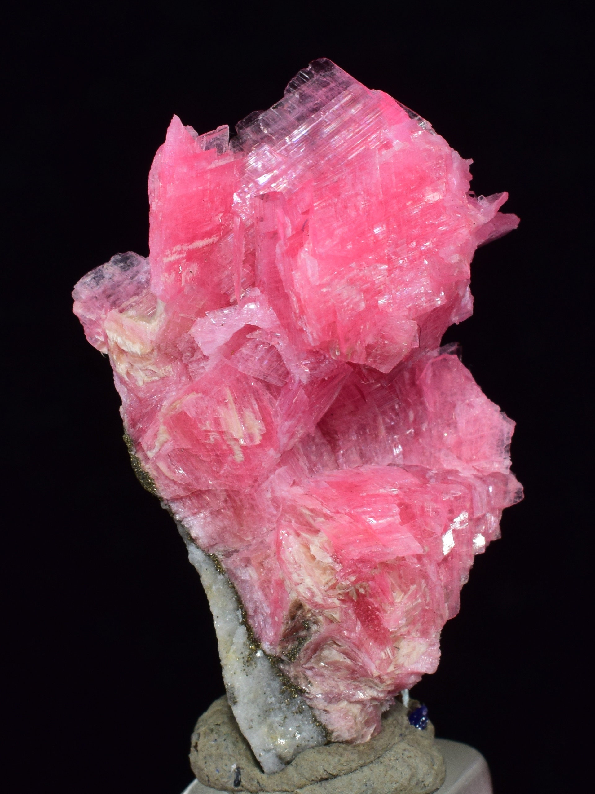 3.1cms PINK RHODONITE CRYSTALS Quartz Pyrite Miniature Peru Bright ...