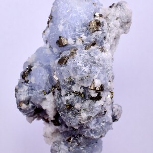 5.2cm BLUE ANHYDRITE CRYSTALS Quartz Pyrite Calcite Peru Chalcedony ...