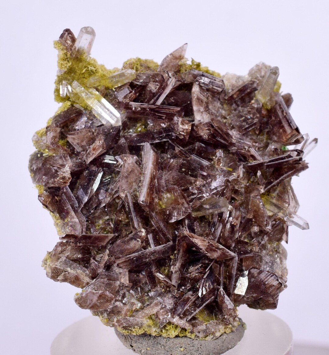 3.5cms AXINITE QUARTZ CRYSTALS Cluster Prehnite Peru Mineral Specimen ...