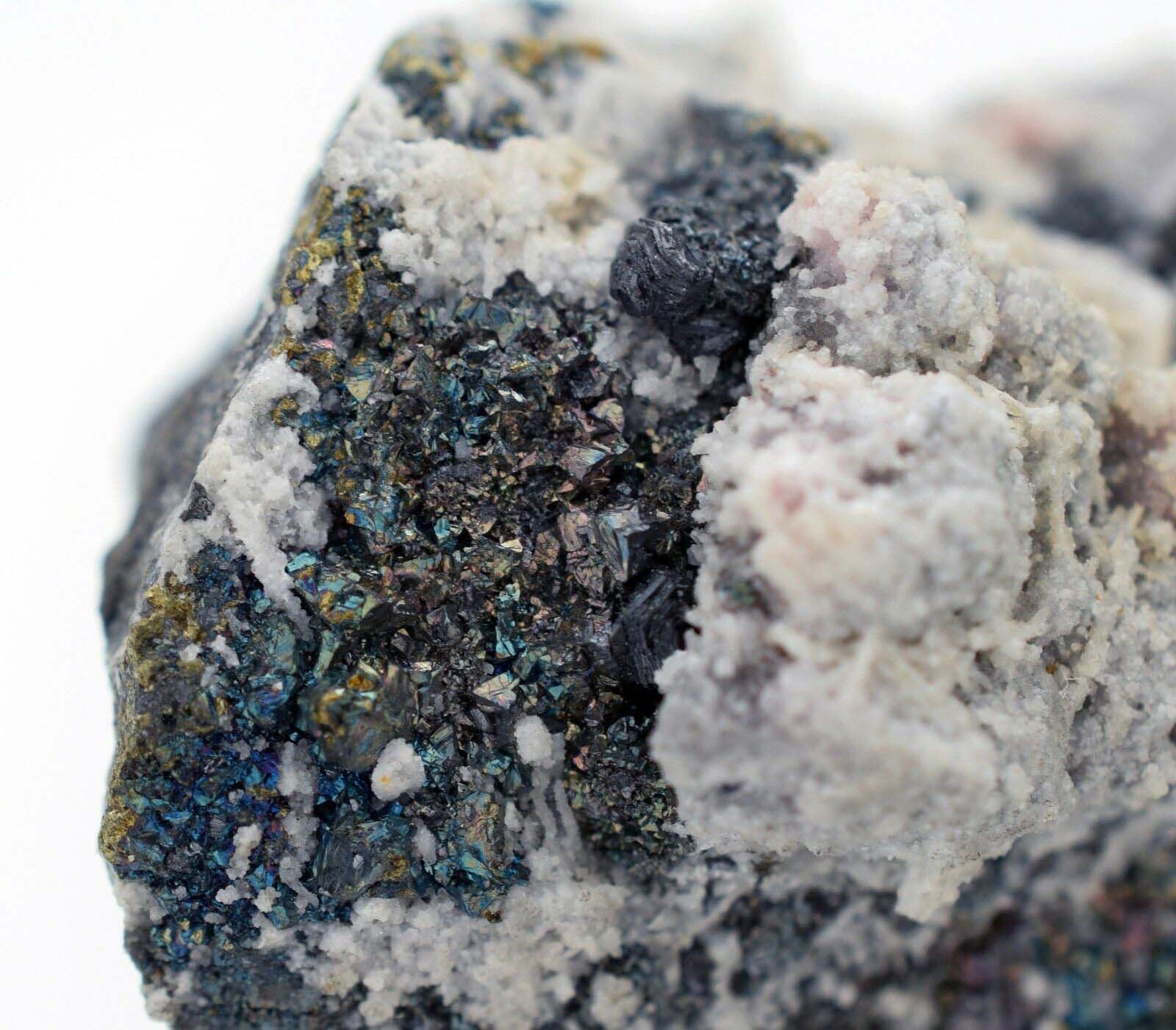8cms CHALCOPYRITE BORNITE QUARTZ Calcite Crystals Peru Mineral Specimen ...