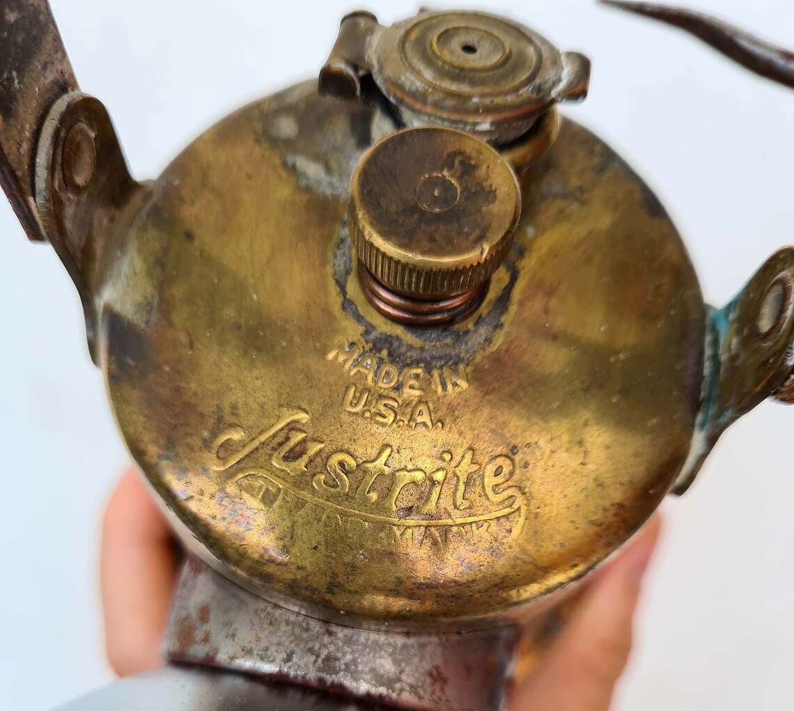 34ms Miners Lamp Justrite Carbide Usa Vintage Lantern Brass Bronze A373 ...