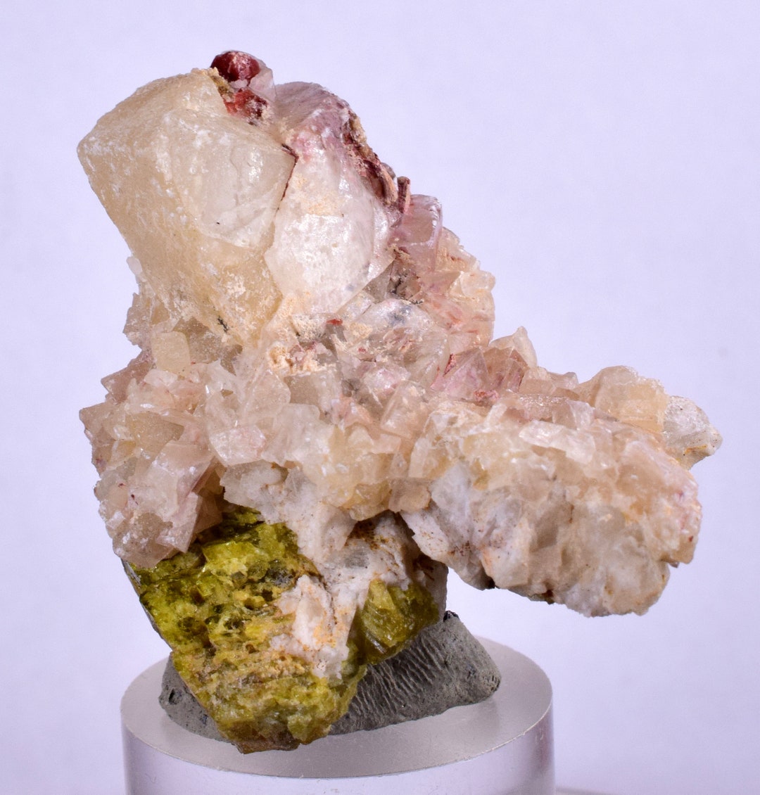 4ms EPIDOTE CALCITE CRYSTALS Cluster Peru Green Color Mineral Specimen ...