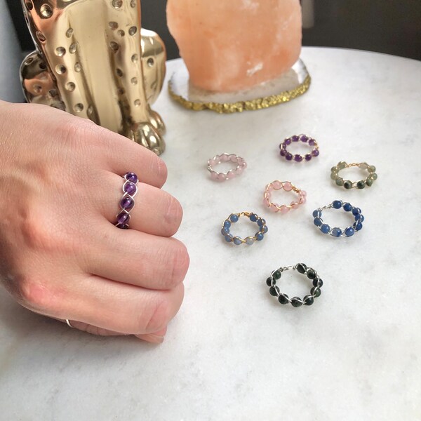 Healing Crystal Ring - Etsy UK