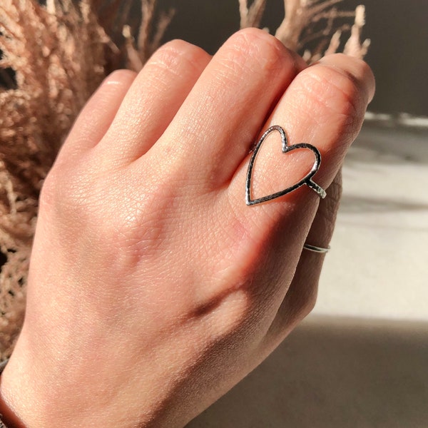 Open Heart Ring - Etsy