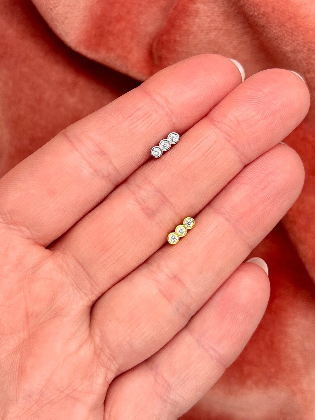 Flat Back Screw Stud Circle Crystal Earring, Conch Helix Tragus Lobe - Etsy