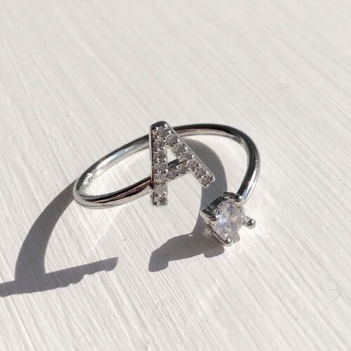 Personalized Monogram Initial Ring Tiny Dainty Initial Ring - Etsy