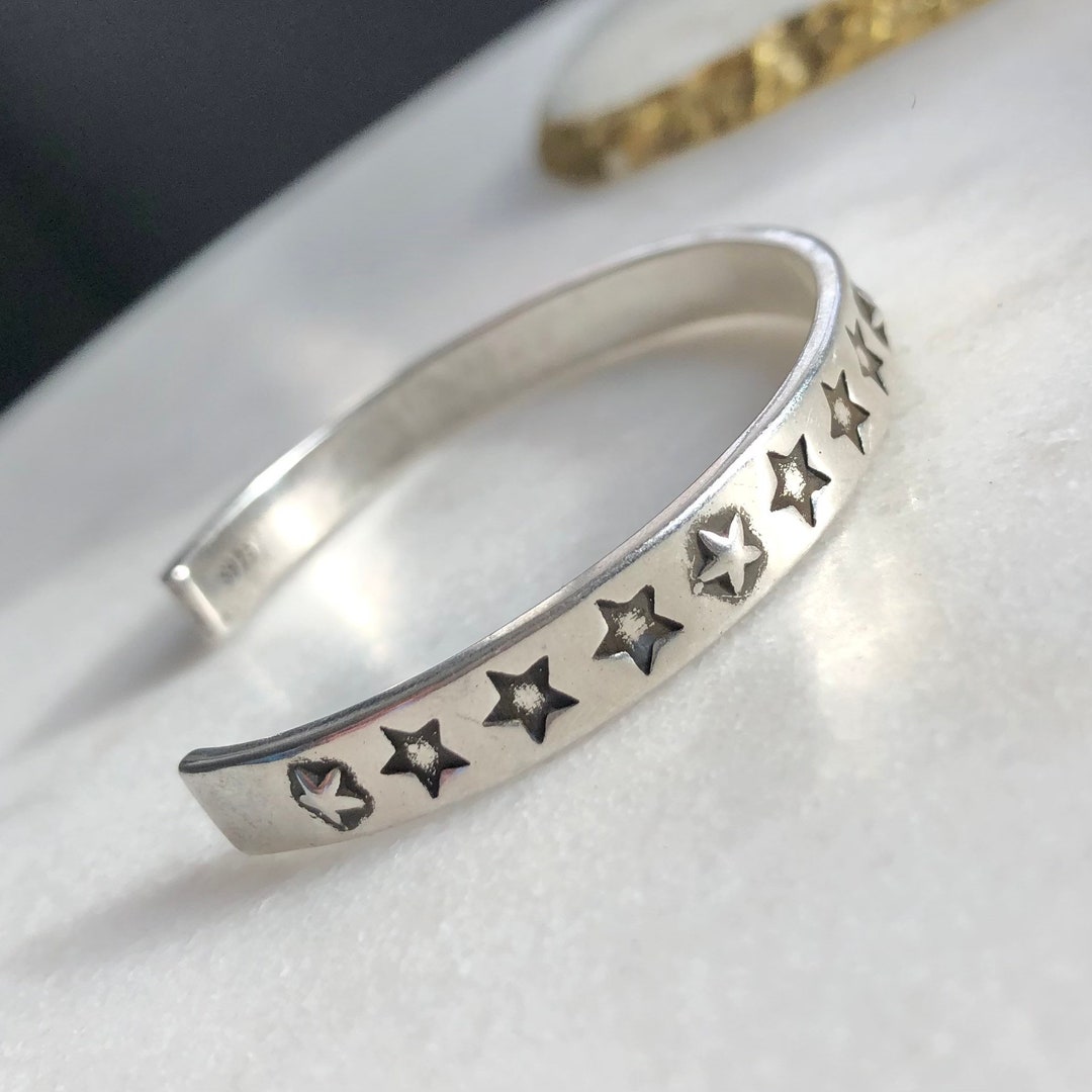 Sterling Silver Star Bangle - Etsy