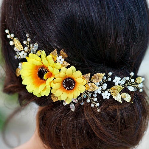 Sunflower Bridal Headpiece Sunflower Hair Comb Sunflower | Etsy
