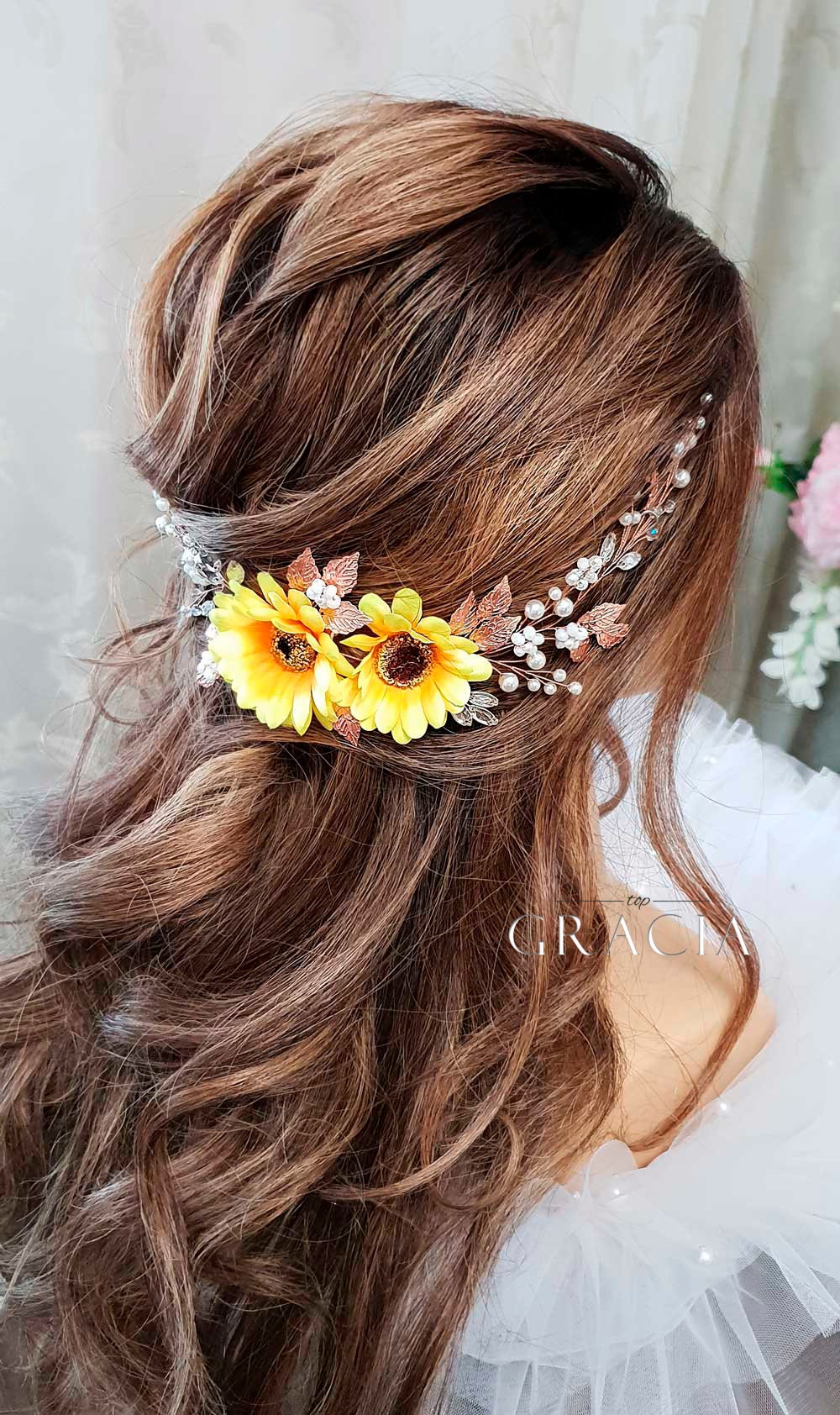 Sunflower Bridal Headpiece Sunflower Hair Comb Sunflower - Etsy UK