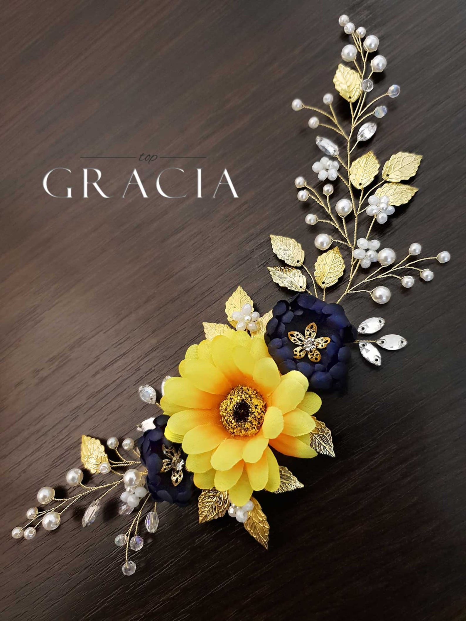 Sunflower bridal headpiece Sunflower hair comb Sunflower | Etsy