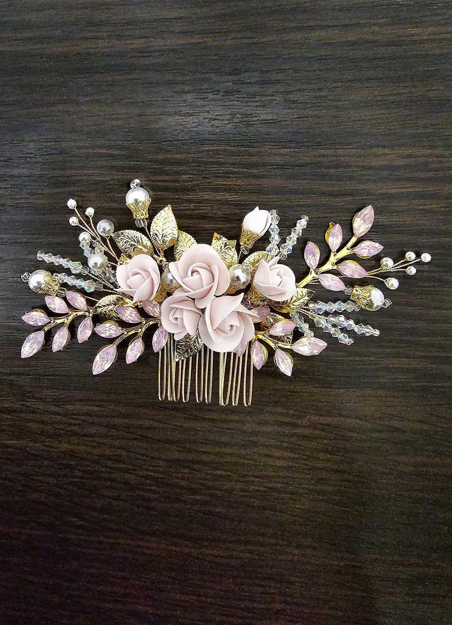 Blush Bridal Hair Comb Blush Pink Wedding Headpiece Blush Wedding Comb ...