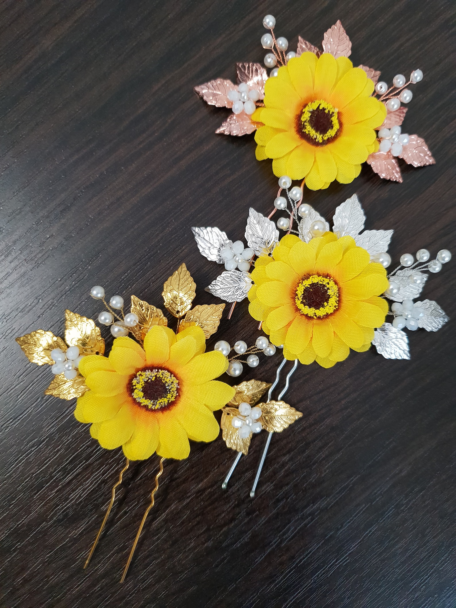 Sunflower Bridal Headpiece Sunflower Hair Pins Sunflower Hair Piece ...