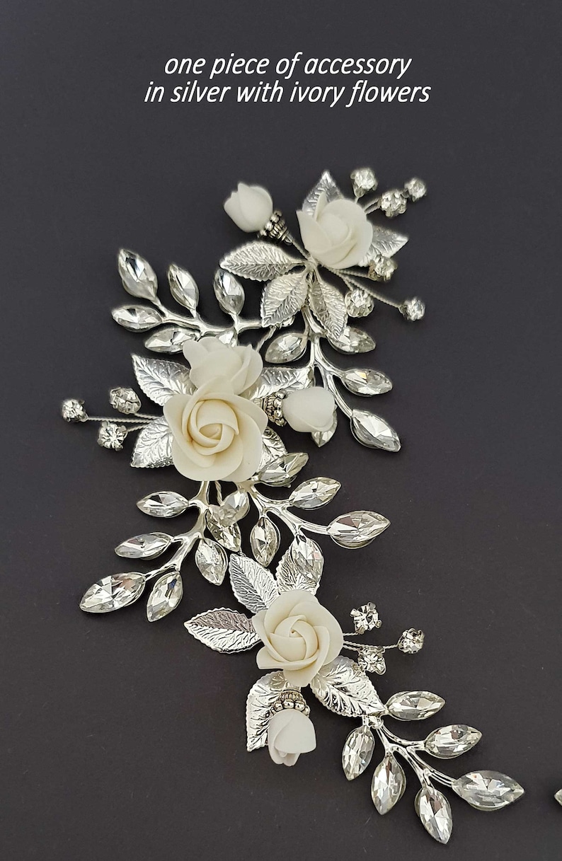 Crystal Bridal Comb Floral Rhinestone Wedding Comb White or - Etsy