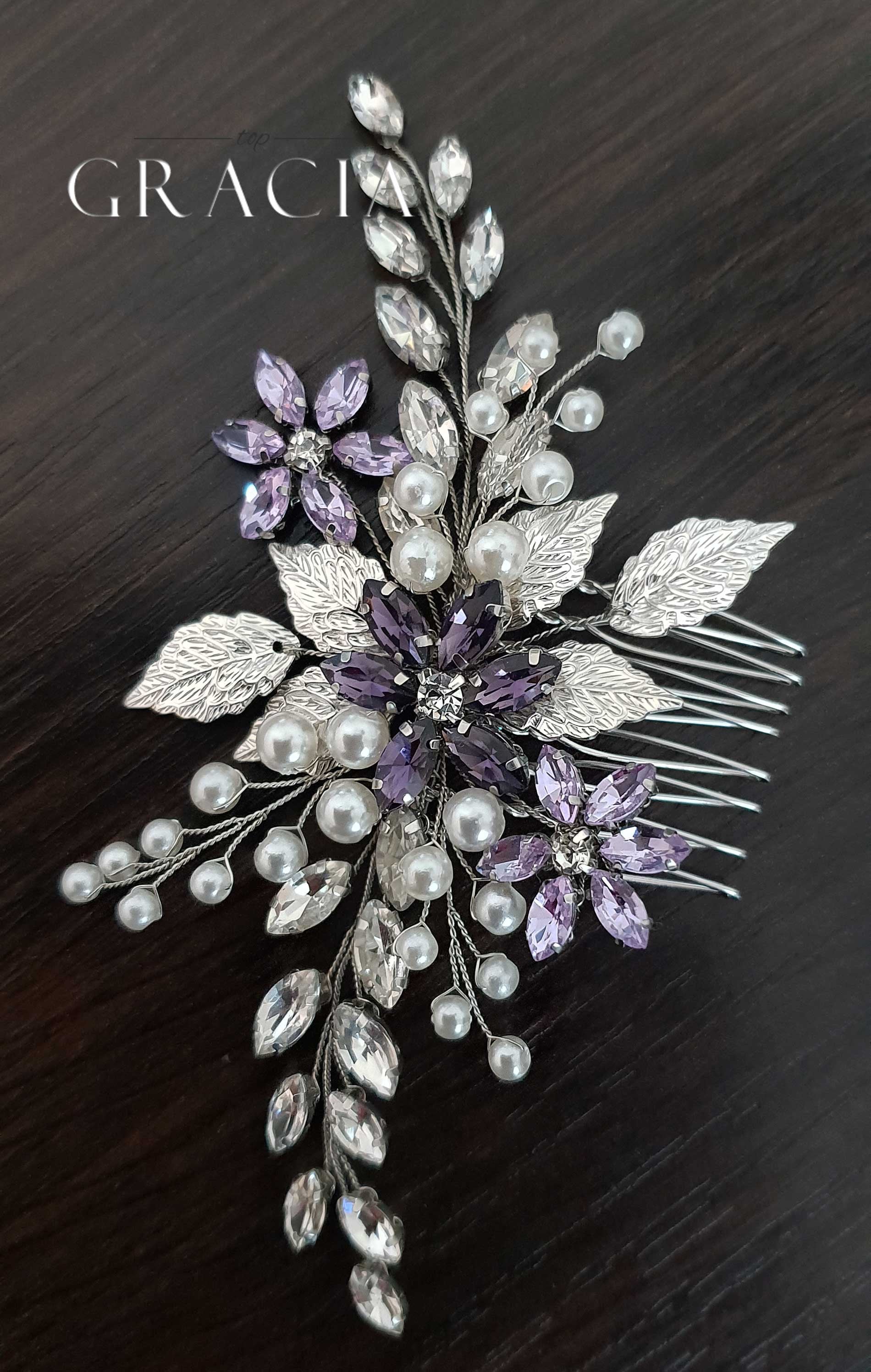 Blue bridal hair comb Something blue hair comb Sapphire blue | Etsy