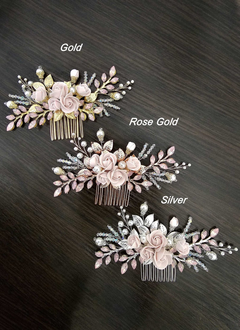 Blush Bridal Hair Comb Blush Pink Wedding Headpiece Blush Wedding Comb ...