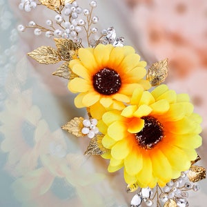 Sunflower Bridal Headpiece Sunflower Hair Comb Sunflower Headband ...