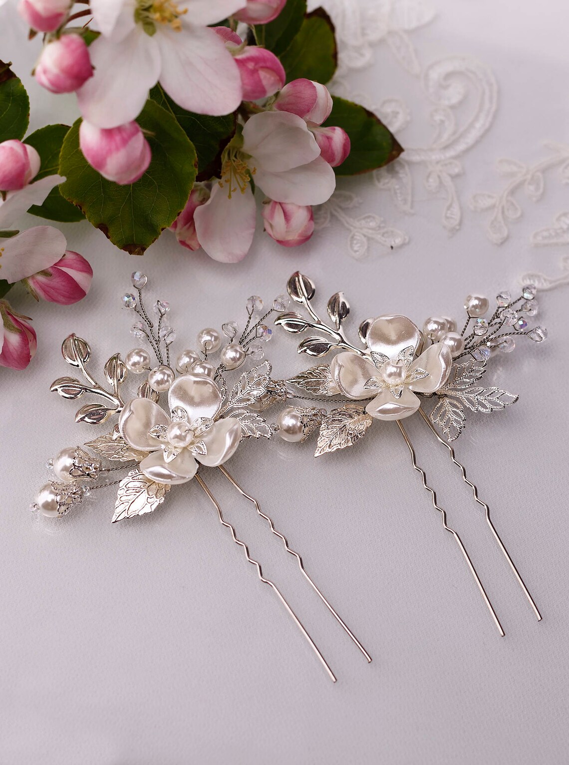 Bridal hair pins Wedding hair pins Flower hair pins Bridal - Etsy Polska