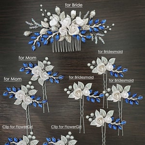 Blue Bridal Hair Comb Something Blue Hair Comb Sapphire Blue Crystal ...