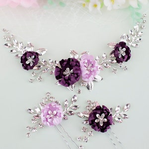 Purple Bridal Hair Comb With Crystals and Violet Flowers Purple Lilac ...