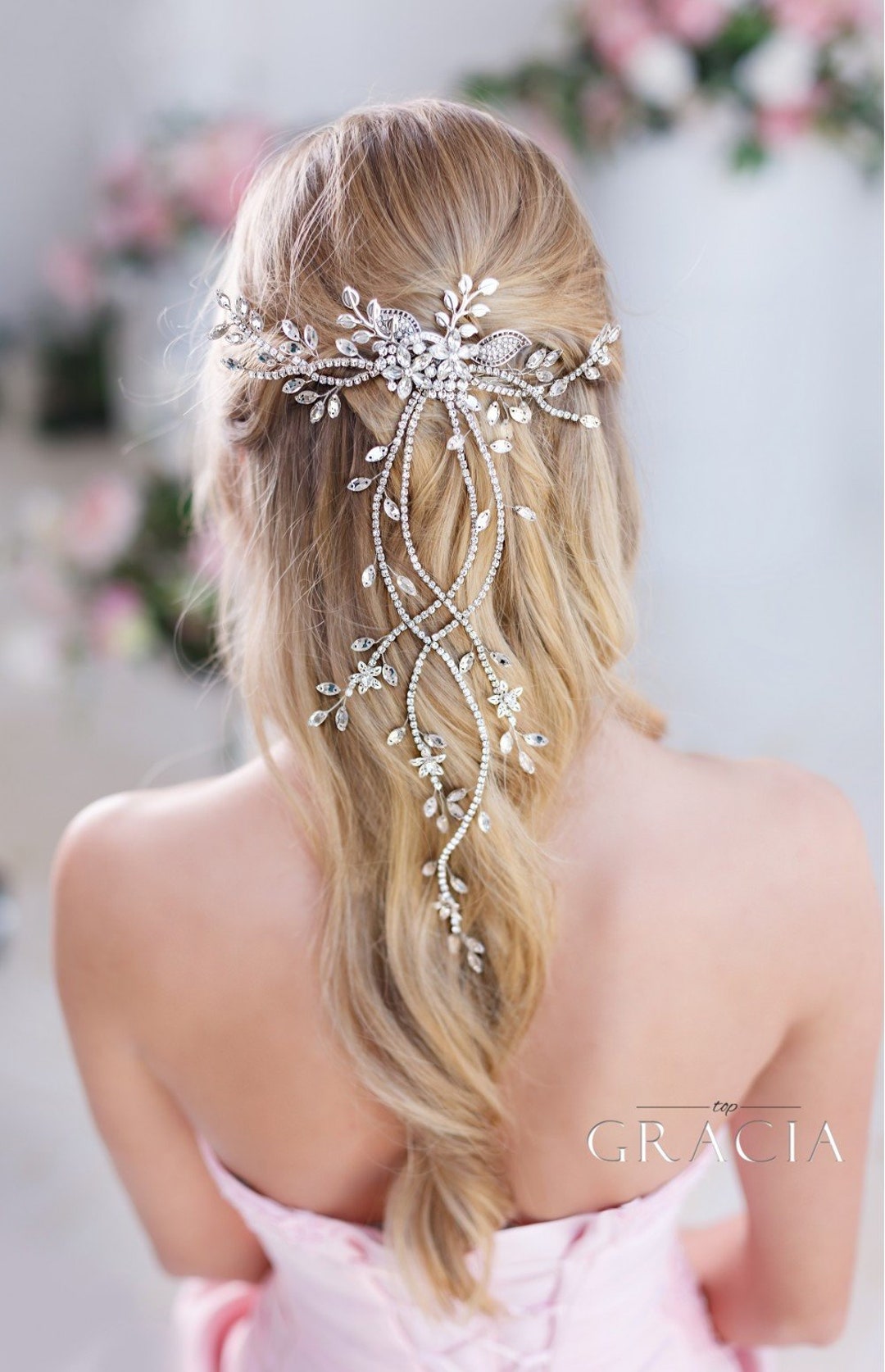 Crystal Hair Vine Bridal Hair Vine Wedding Hair Vine Long Hair Vine ...